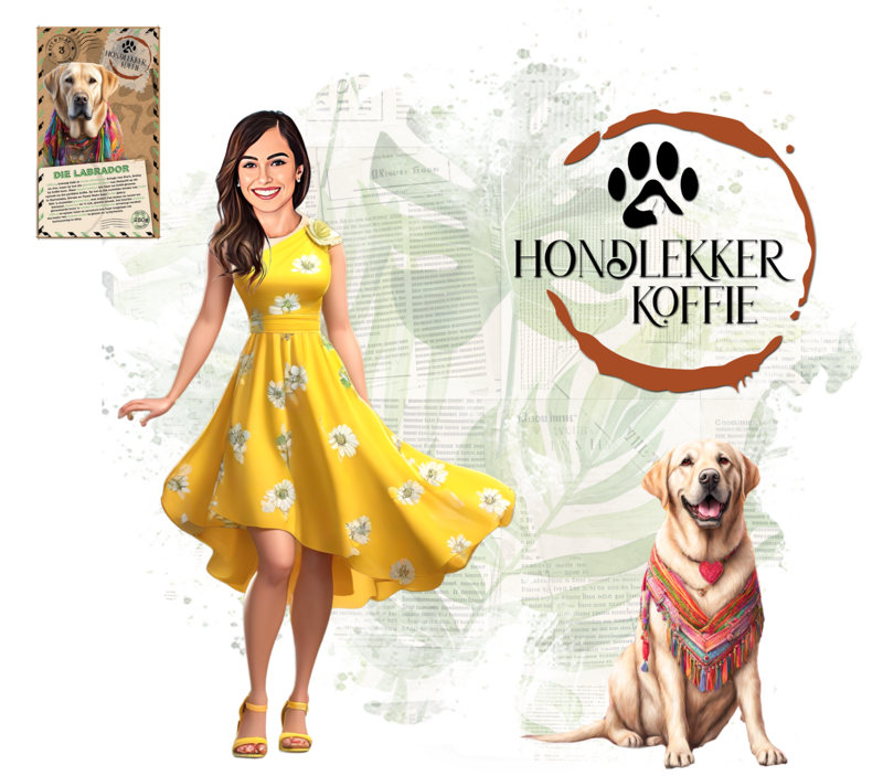 GESKENKPAK MET EIE CARTOON MET ENIGE VAN ONS HONDE met 250g BONE/GEMAAL ...