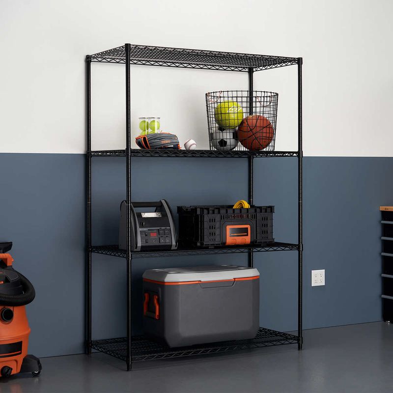 TRINITY 4-Tier Wire Shelving Rack | 48 x 24 x 72 | NSF | Black