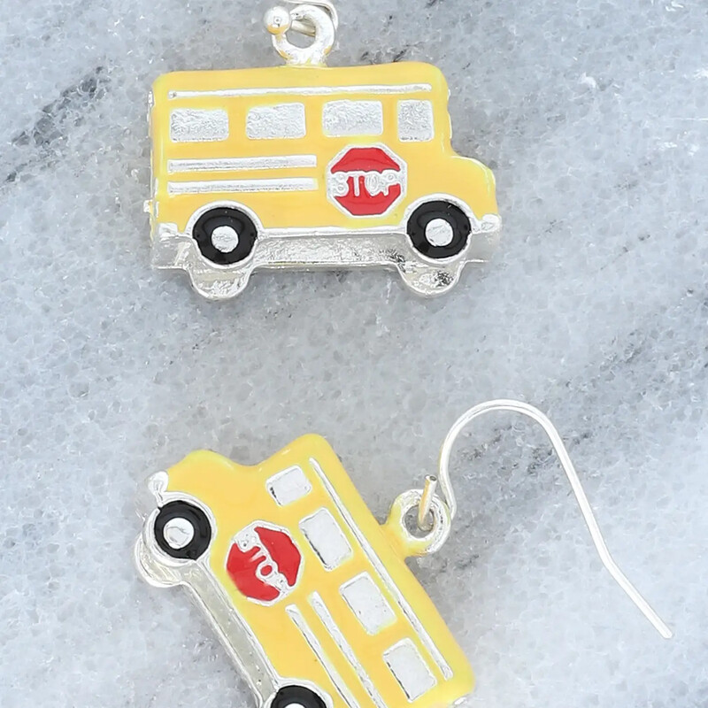Yellow School Bus Hook Dangle Earrings