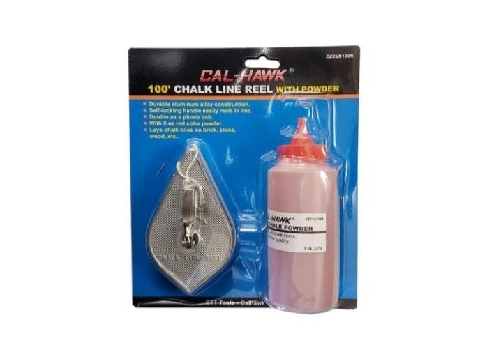 100' Chalk Line Reel w/ Red Powder