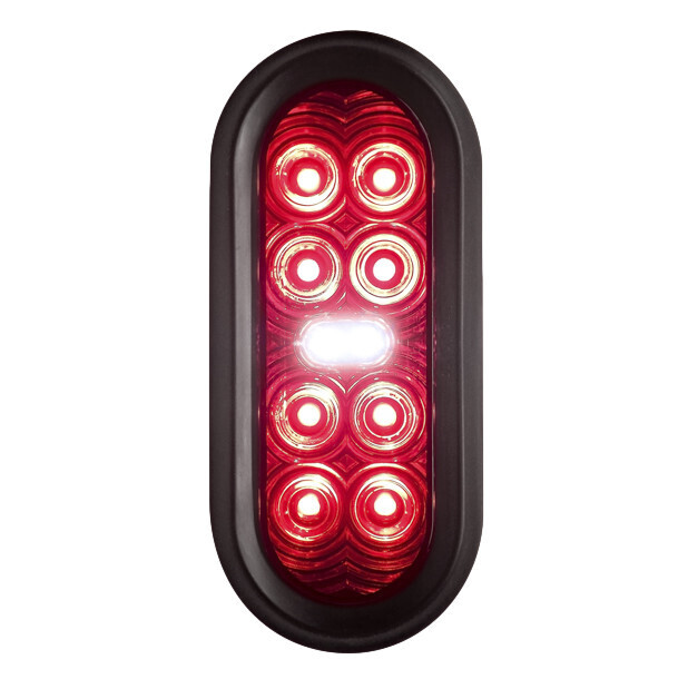 6" Oval LED Stop Tail Turn Reverse - Grommet Mount w/6" Amp Pigtail (T70-RW0T-1 Kit)