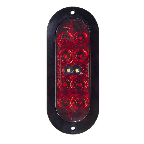 6" Oval LED Stop Tail Turn Reverse - Flush Mount w/6" Amp Pigtails T70-RWFA-1 (Kit)