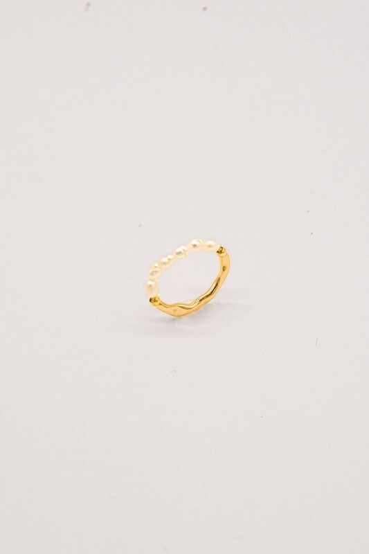 Half Pearl Half Gold Ring