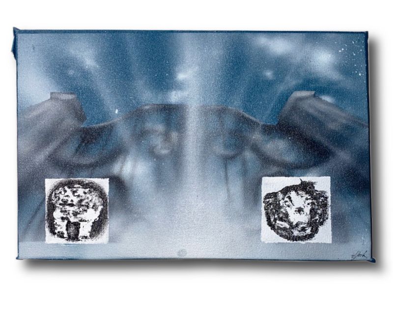 heaven gate guards, original painting, 2024