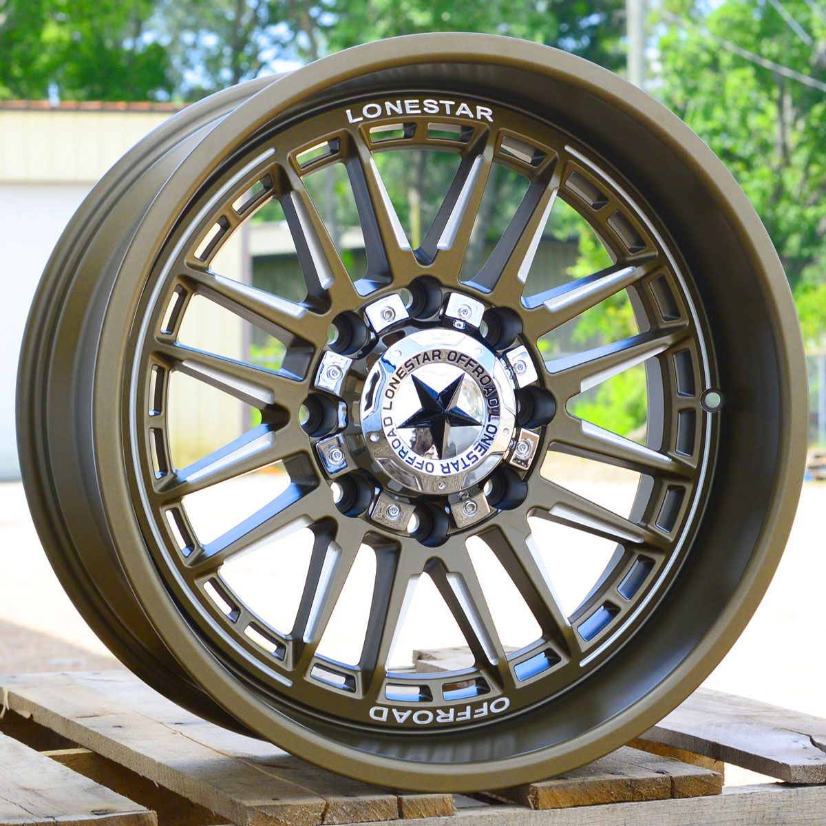 20x9.5 Satin Bronze & Milled Lonestar Canyon Wheels (4), 8x6.5 (8x165 ...
