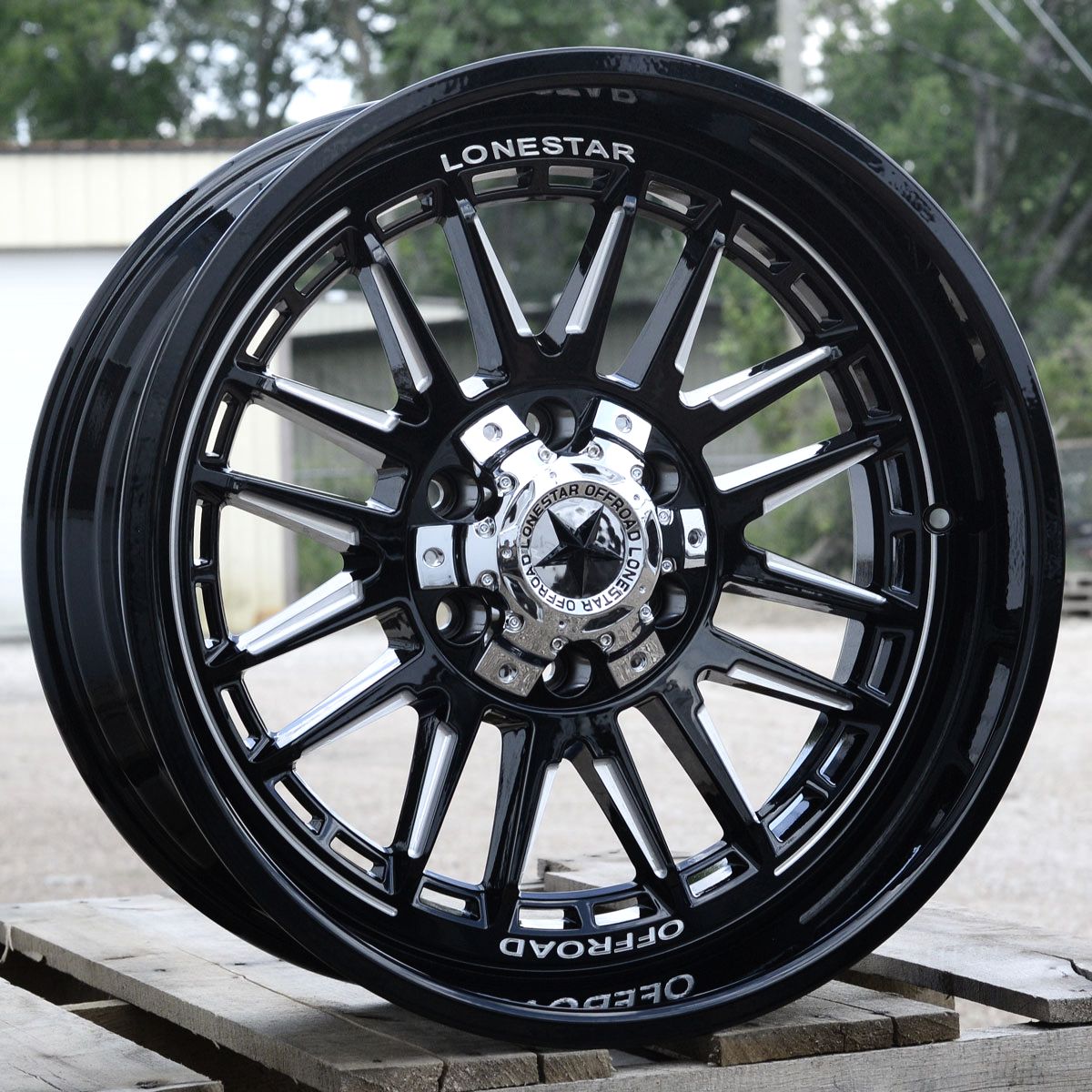 20x9.5 Gloss Black & Milled Lonestar Canyon Wheels (4), 6x135mm & 6x5.5 ...