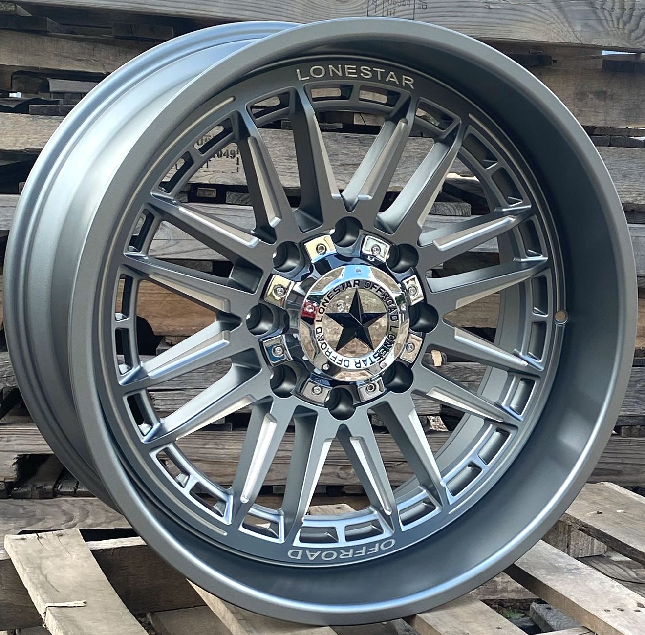 22x10 Graphite & Milled Lonestar Canyon Wheels (4), 8x170mm, -25mm Offset