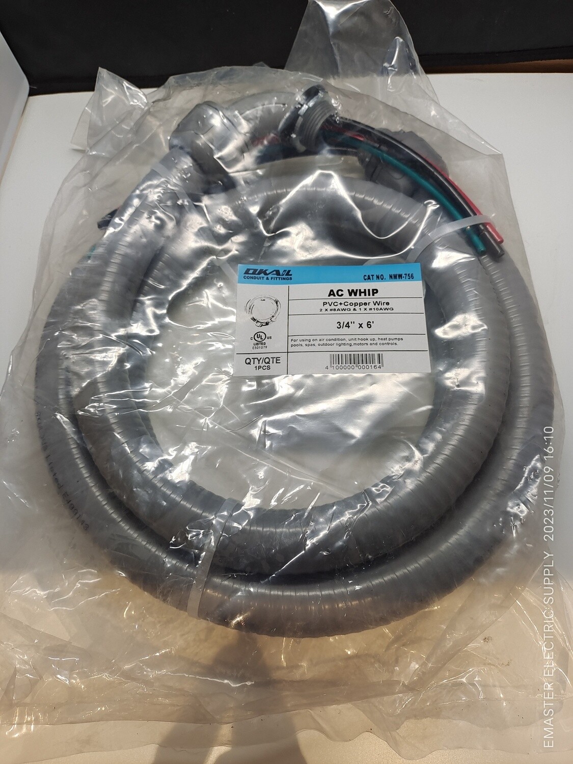 AC WHIP KIT 3/4" FLEX COND w/ 8/3C