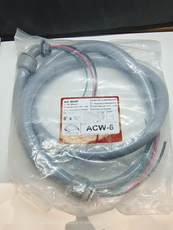 AC WHIP KIT 1/2" FLEX COND w/ 10/3C