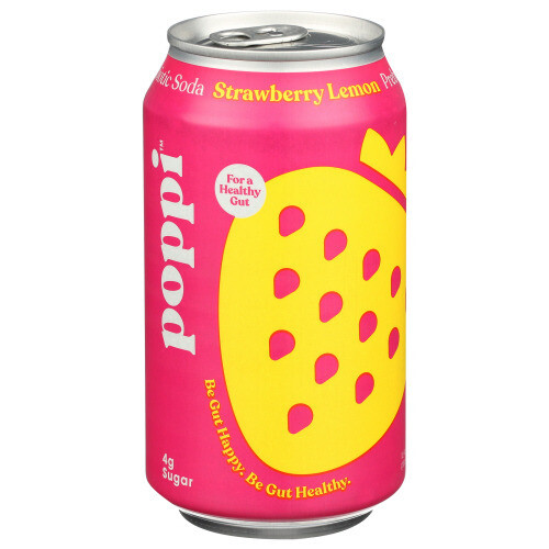 Poppi Strawberry Lemon Prebiotic Soda 12 oz
