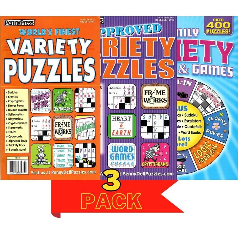 Penny Press Variety Puzzles 3-Pack -Free Shipping | Puzzle Book Value Packs