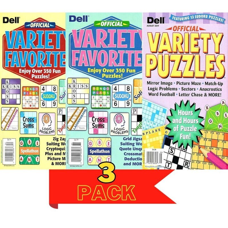 Lot of 3 Dell Variety Puzzles -Free Shipping! | Puzzle Book Value Packs