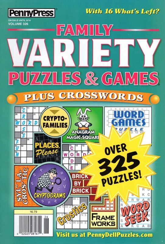 Family Variety Puzzles & Games Plus Crosswords #326 | Variety Puzzle Books