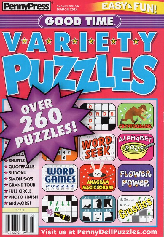 Good Time Variety Puzzles and Games March 2024 - Variety Puzzles for adults