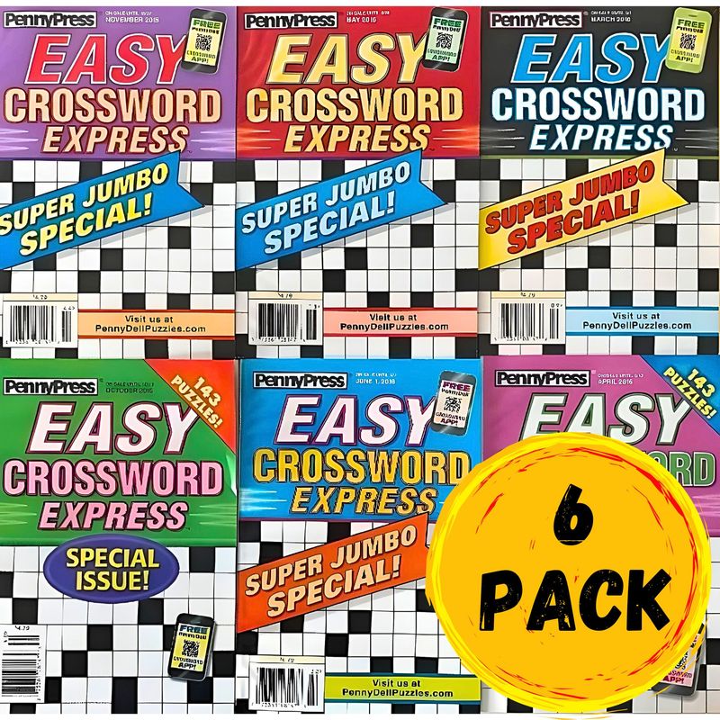 Penny Press Easy Crosswords Express Puzzles Book 6 Pack
