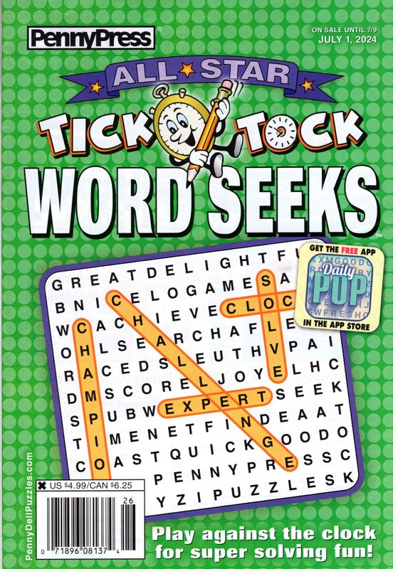 PennyPress Puzzles | All-Star Tick Tock Word Seeks July 2024