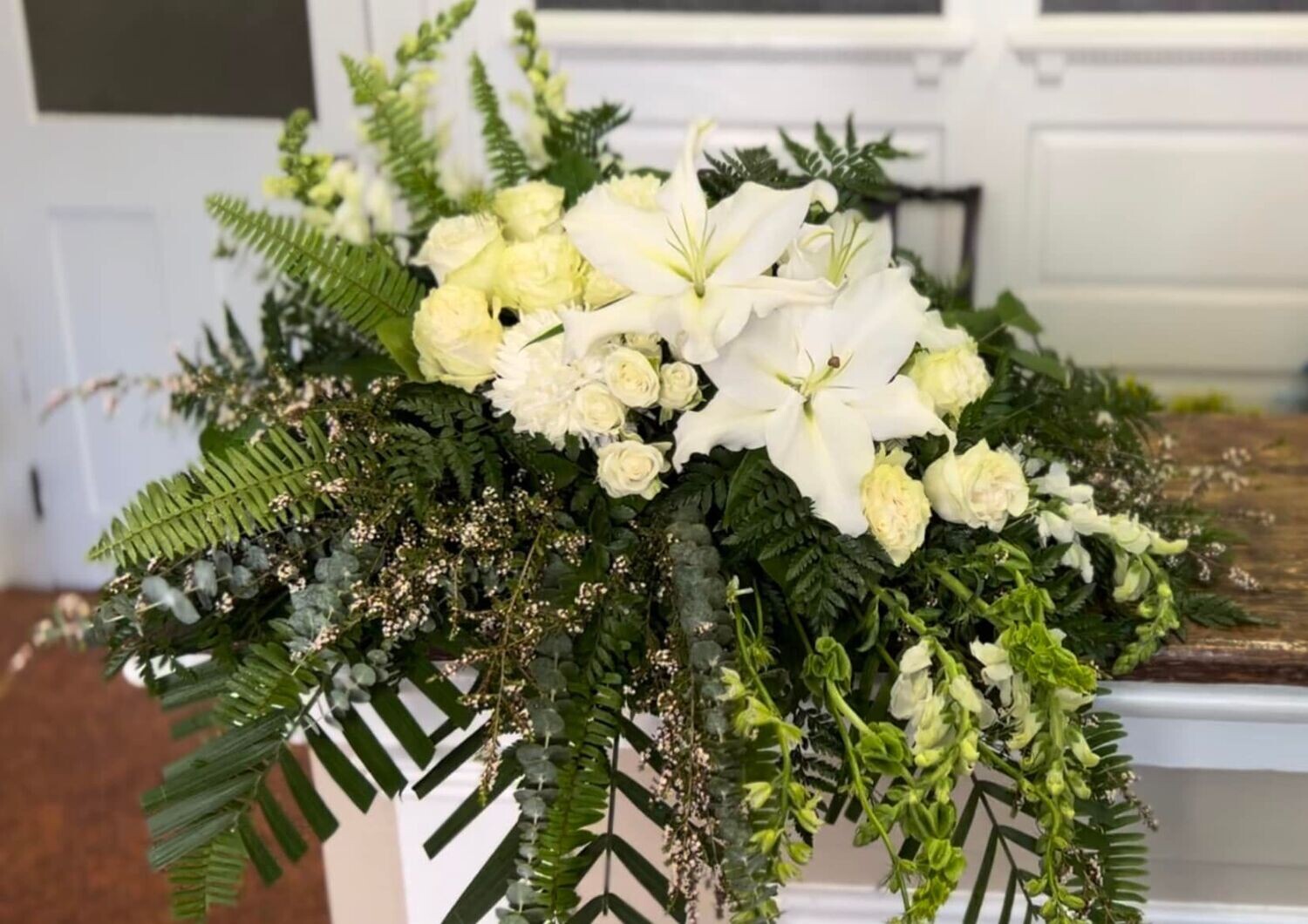 White and Cream Casket Spray