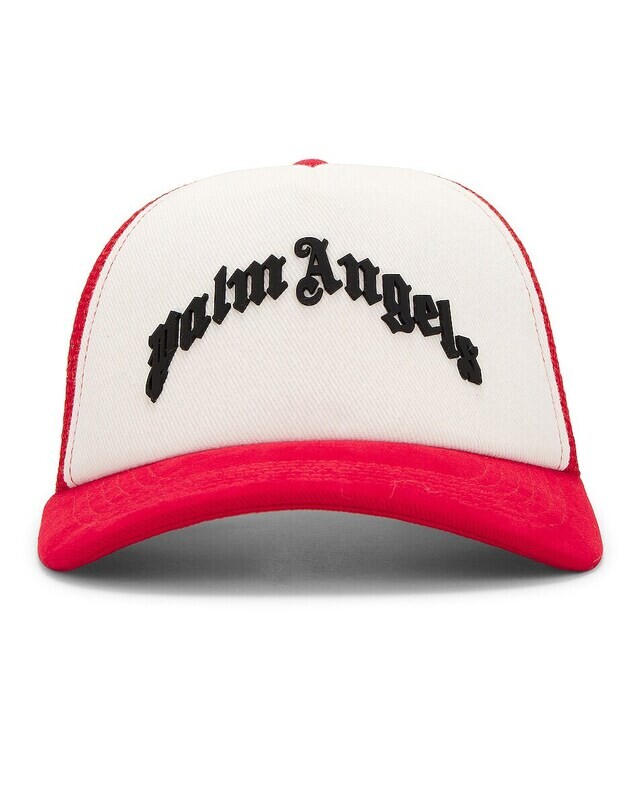 PALM ANGELS RED CURVED LOGO TRUCKER O/S
