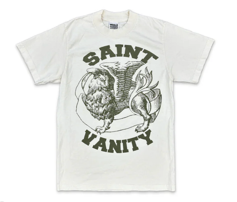 SAINT VANITY WHITE/GREEN LOGO TEE