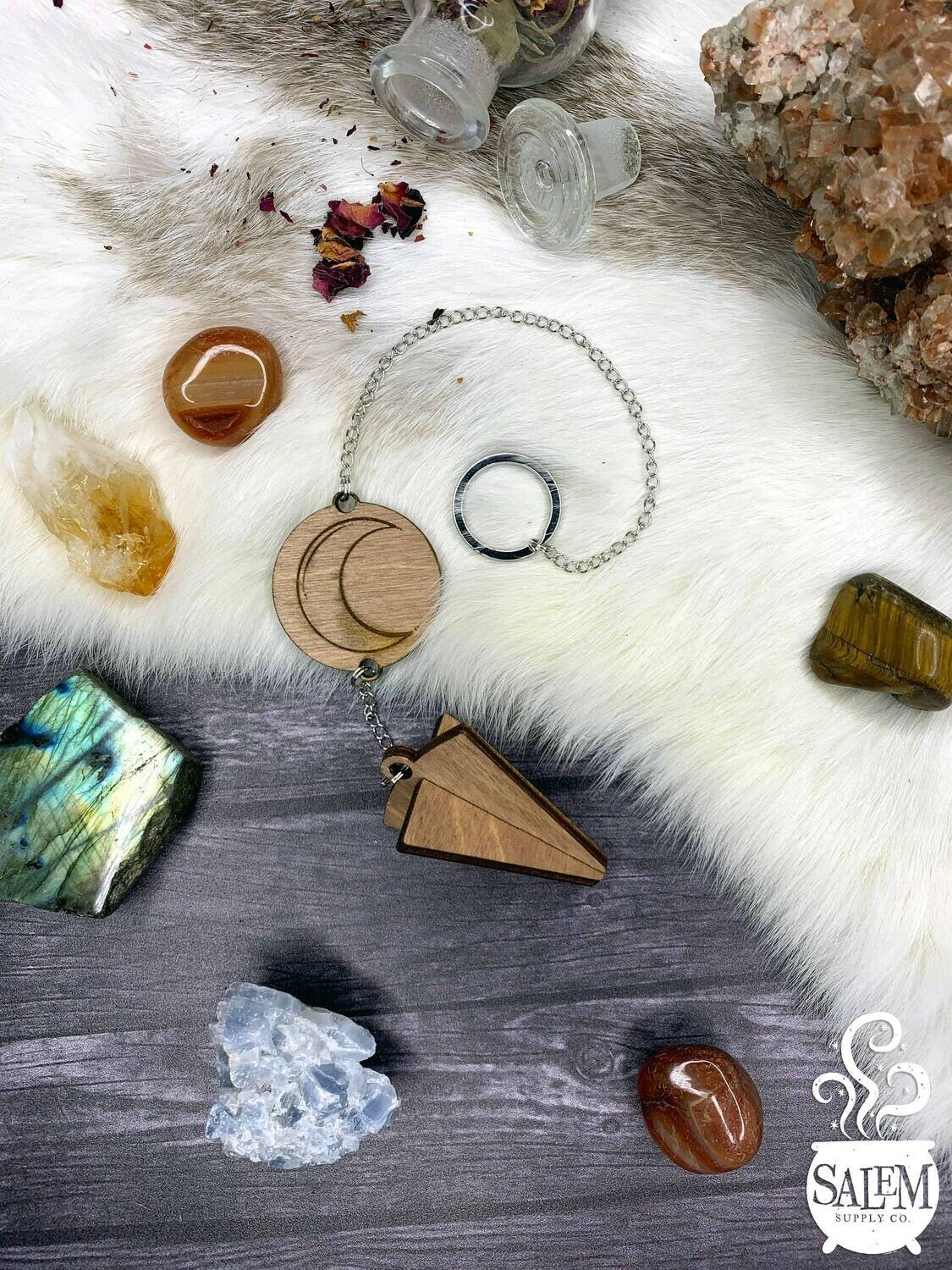 Crescent Moon Wood Pendulum