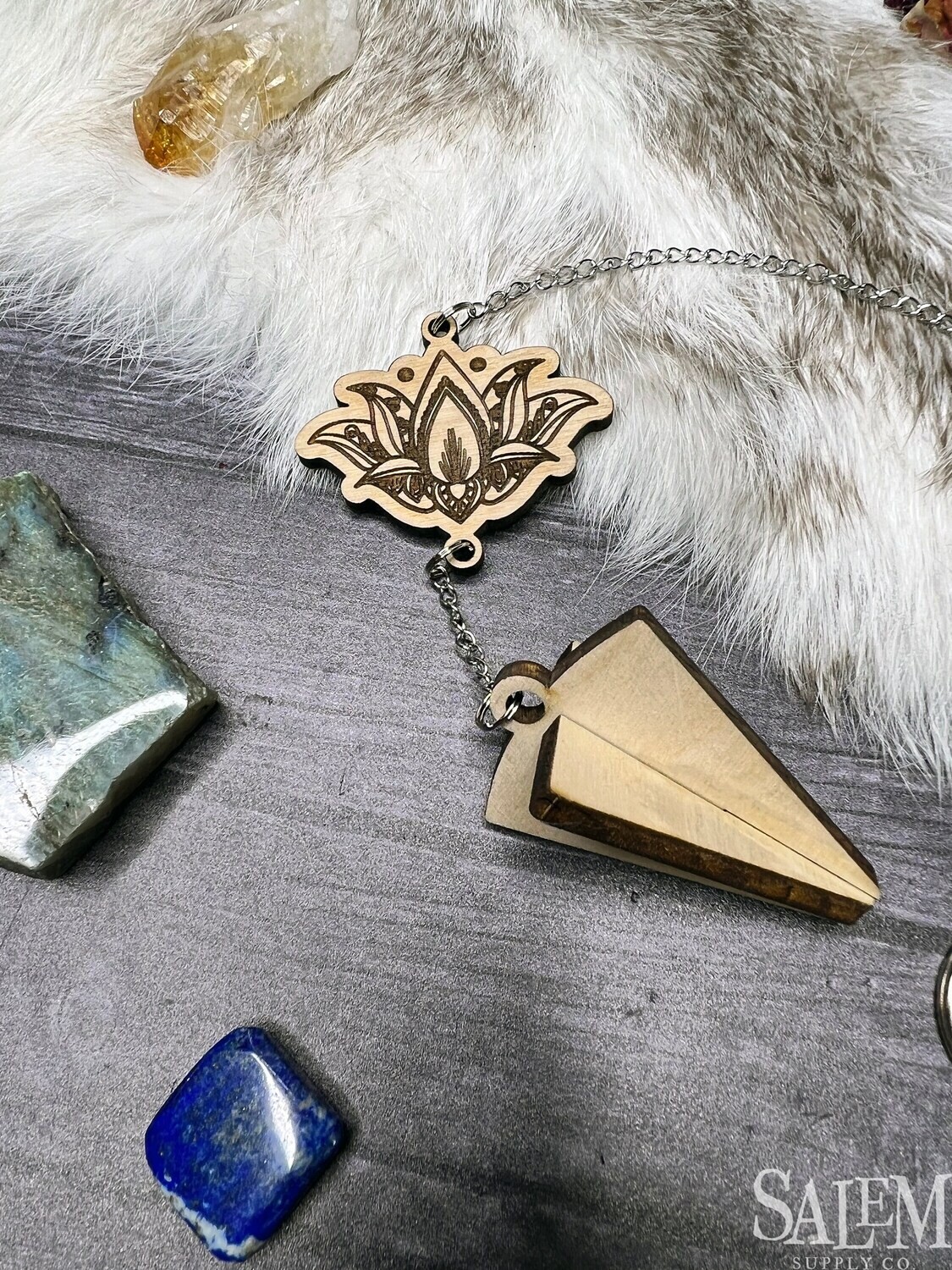 Lotus Flower Wood Pendulum