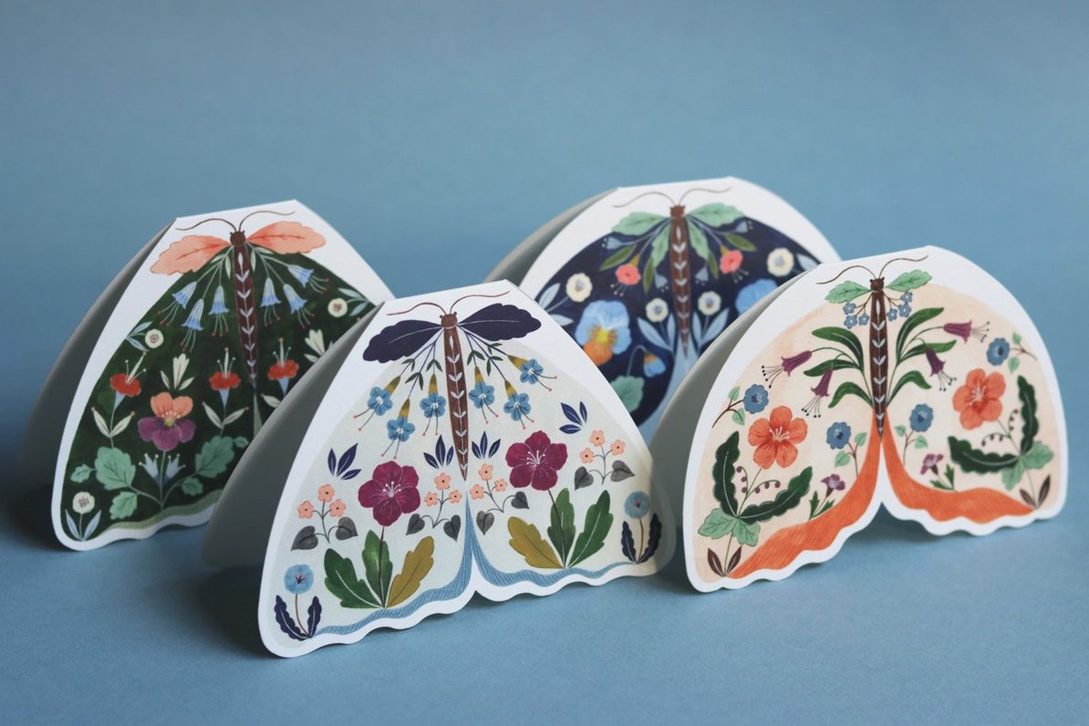 Flora Waycott Moth Shaped Greeting Cards