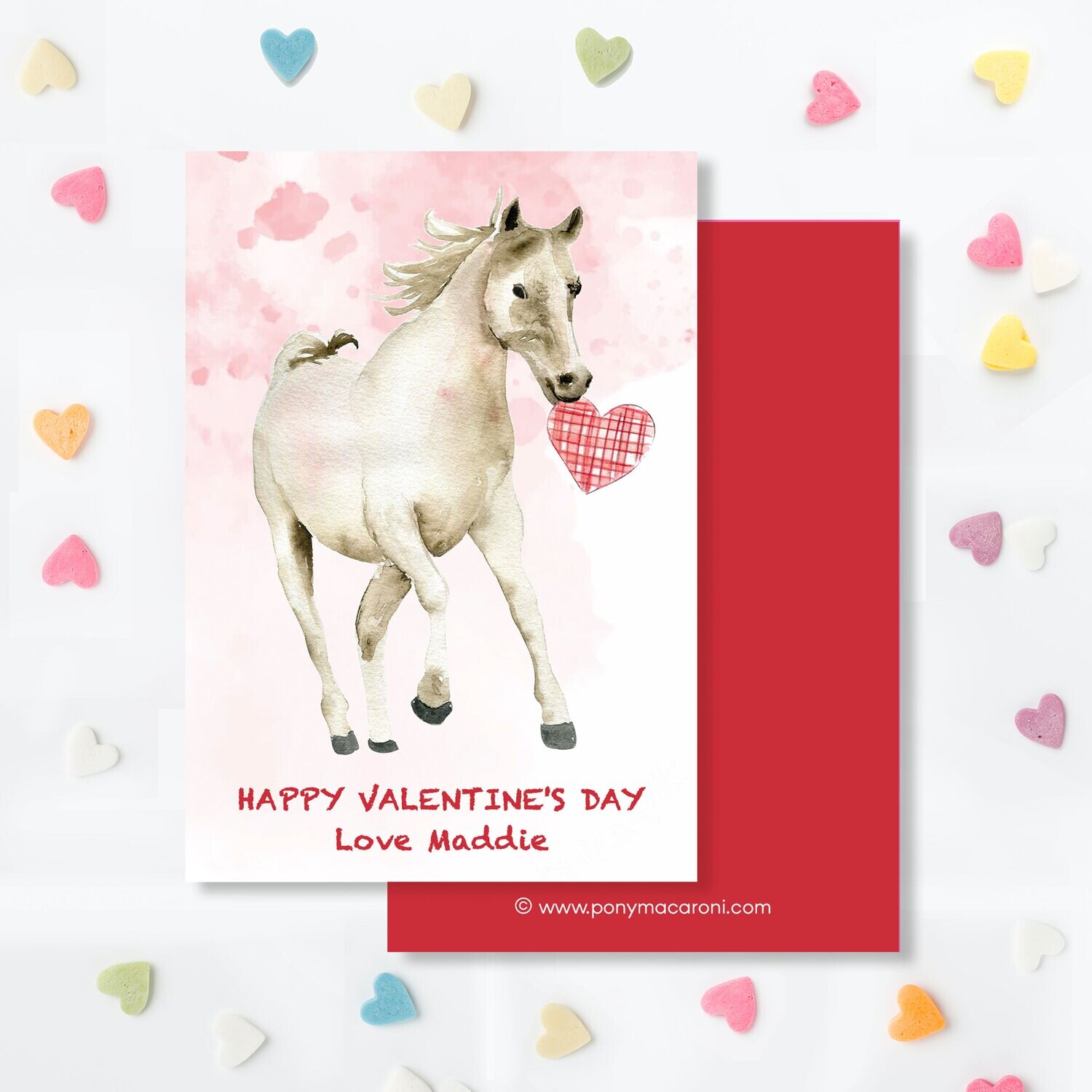 Watercolor Horse Valentine Exchange Cards Classroom Equestrian cards