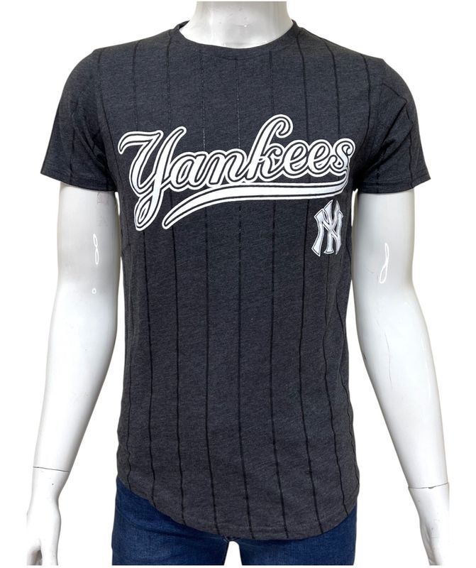 PLAYERA NY YANKEES - GRIS OSCURO RAYADA - Unitalla S|M