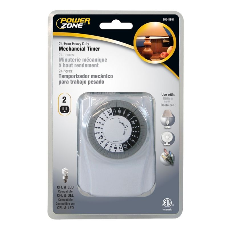 INDOOR HEAVY DUTY TIMER 2 OUTLET 3-C 24HR