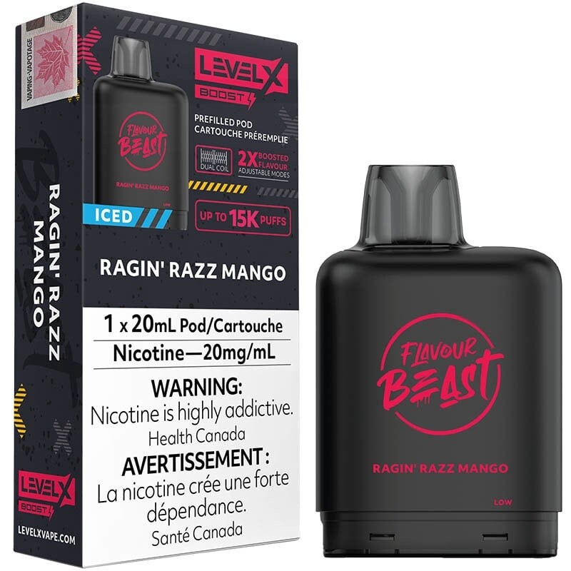 Flavour Beast Level X Boost Pods 15K - Ragin' Razz Mango Iced