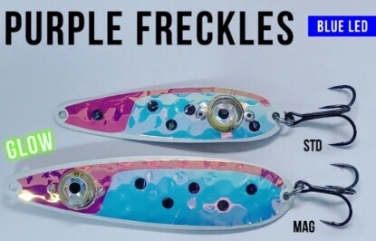 B&E Tackle LED Spoon Magnum Purple Freckles