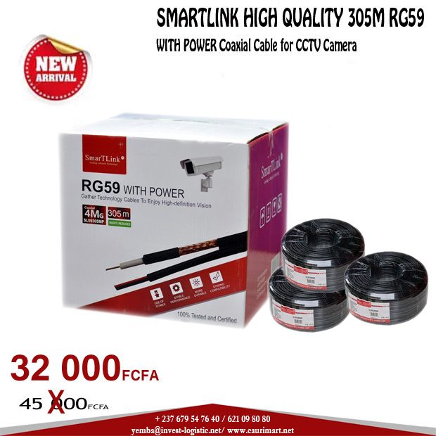 SMARTLINK HIGH QUALITY 305M RG59 WITH POWER Coaxial Cable for CCTV Camera