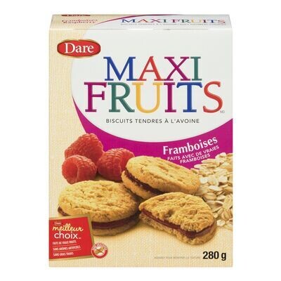 DARE Biscuits tendres à l'avoine aux framboises, Maxi Fruits 280 g