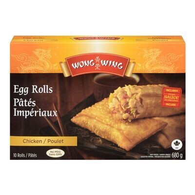 WONG WING Pâtés impériaux au poulet surgelés 10 pâtés, 680 g