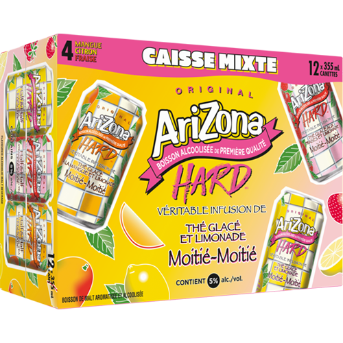 Arizona Hard Moitié - Moitié Caisse Mixte 12 355ml Canette