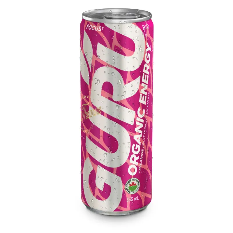GURU BOISSON ENERGISANTE CANETTE THEANINE PUNCH FRUITS BIO 355ML