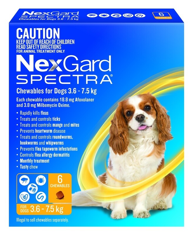 NexGard Spectra Dog 3.6-7.5Kg 6 PK