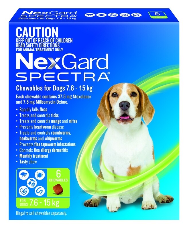 NexGard Spectra Dog 7.6-15kg 6 PK