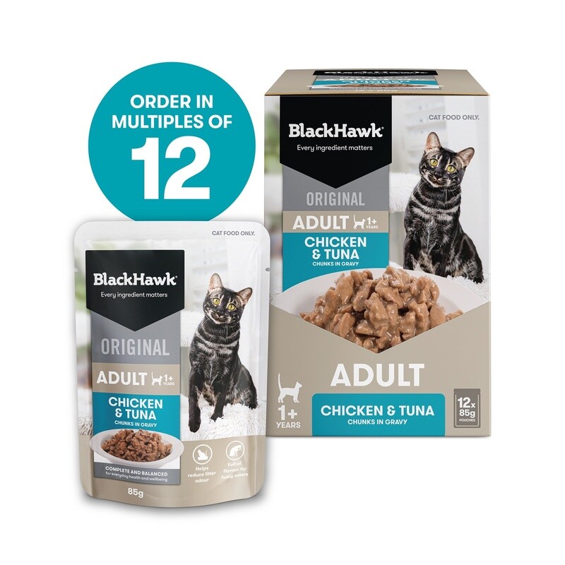 Black Hawk Cat Chicken Tuna In Gravy Cat Food 12 x 85g