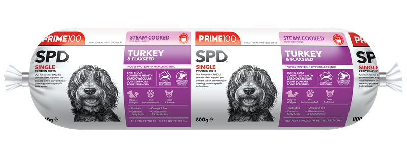 Prime100 SPD™ Turkey & Flaxseed Fresh Roll Dog Food 800g