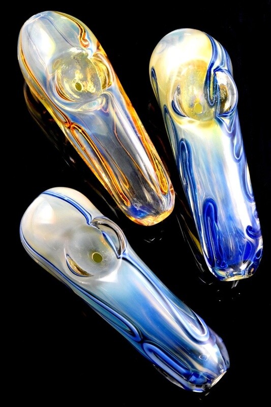 Small Square Color Changing Squiggle Striped Glass Pipe