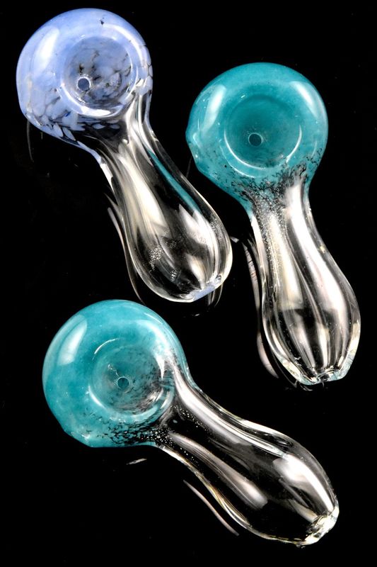 Small Clear Colorful Frit Glass Pipe