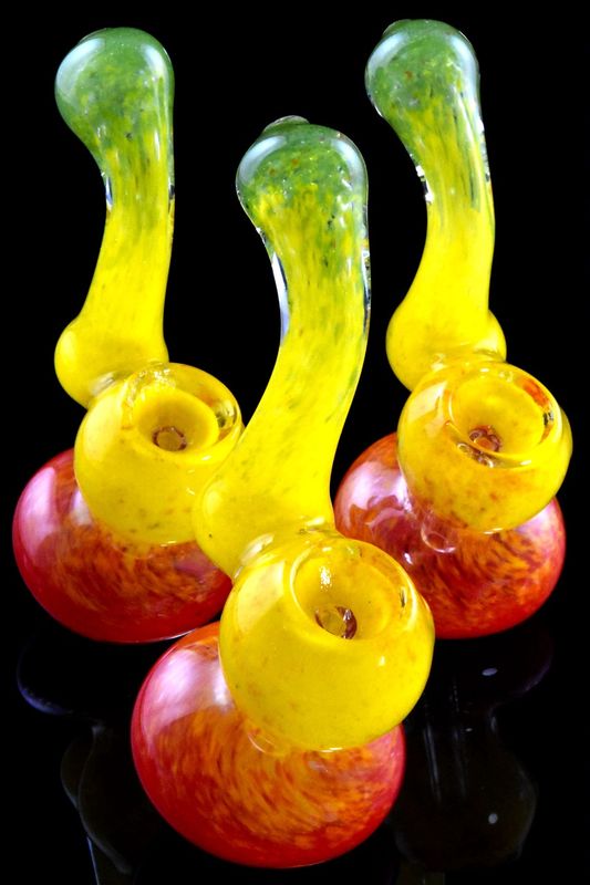 4" Mini Rasta Frit Glass Sherlock Bubbler