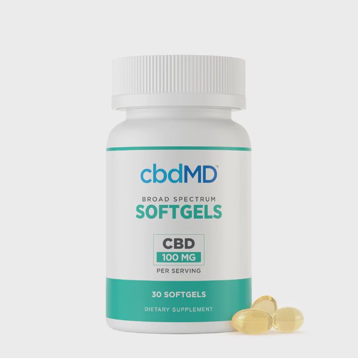 cbdMD | Broad Spectrum CBD Softgels | 100mg CBD