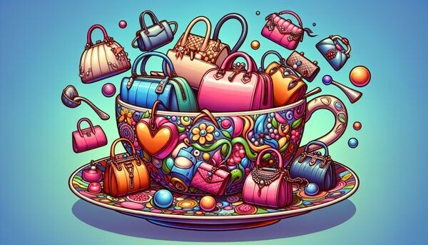 Funky Tea Cups #14 - A4 Faux Leather Panel