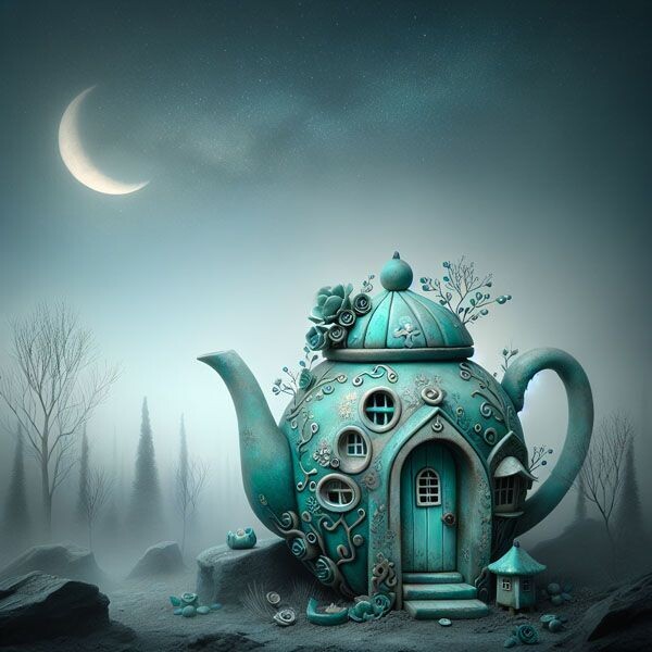 Fantasy Tea Pot House #4 - A4 Faux Leather Panel