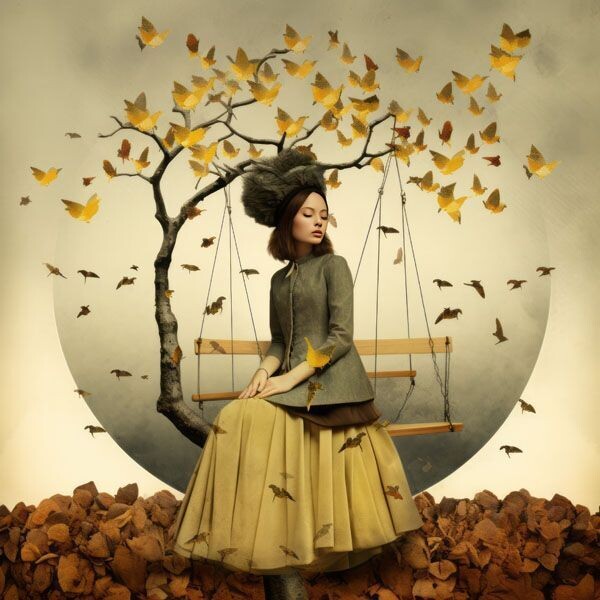 Square Fall #23 - A4 Faux Leather Panel