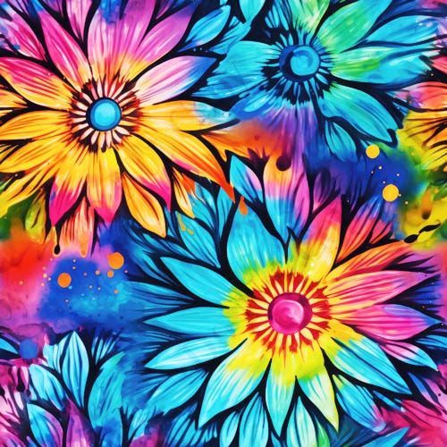 Tie Dye Flowers 004