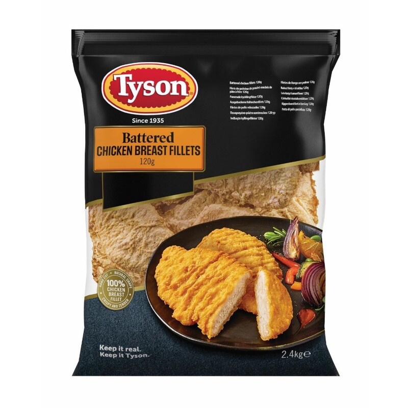 Tyson Battered Chicken Breast Fillets 120g 1x2.4kg