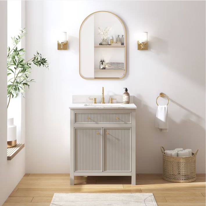 allen + roth Sandbanks 30-in Greige Undermount Single Sink Bathroom ...